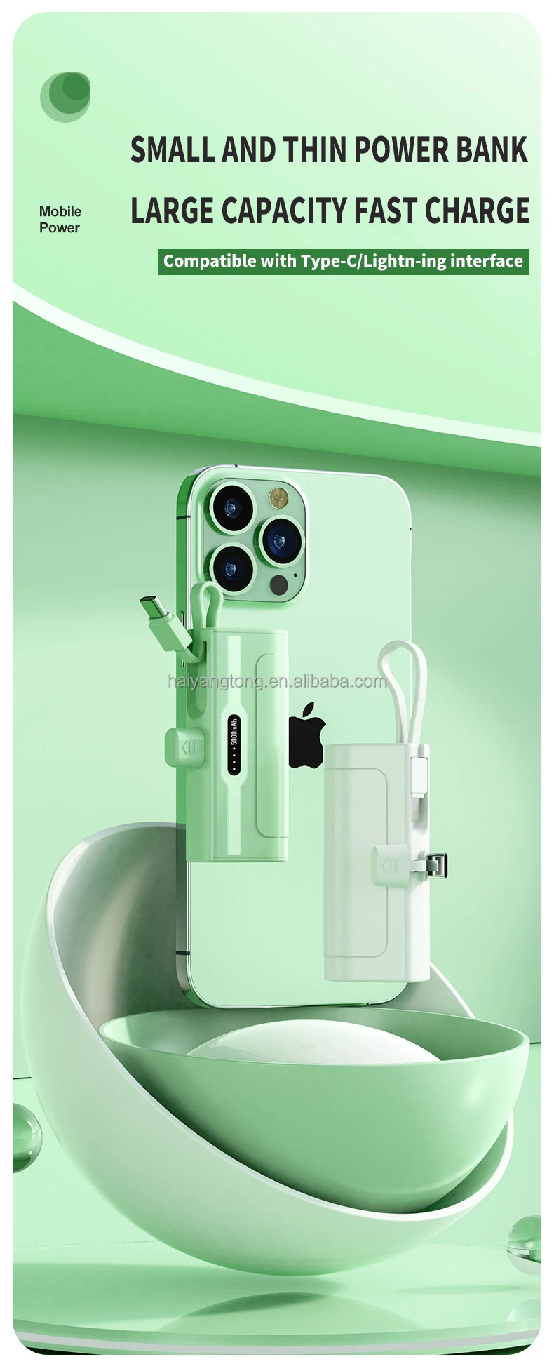 2in1 Powerbank 5000 Mah Battery Small Portable Charger Lithium Battery ...