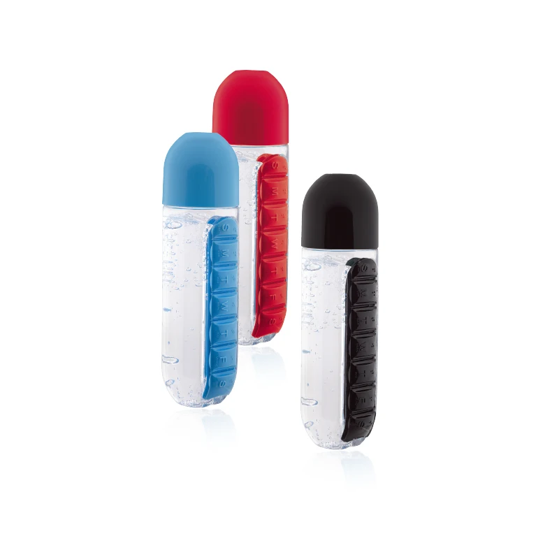 Multi-Function Easy Portable Water Bottle with Pill Box 7 Days Pills ...