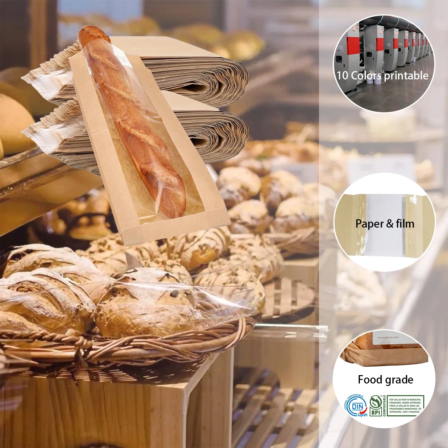 Biodegradable Side Gusset Snack Coffee Compostable Kraft Paper ...