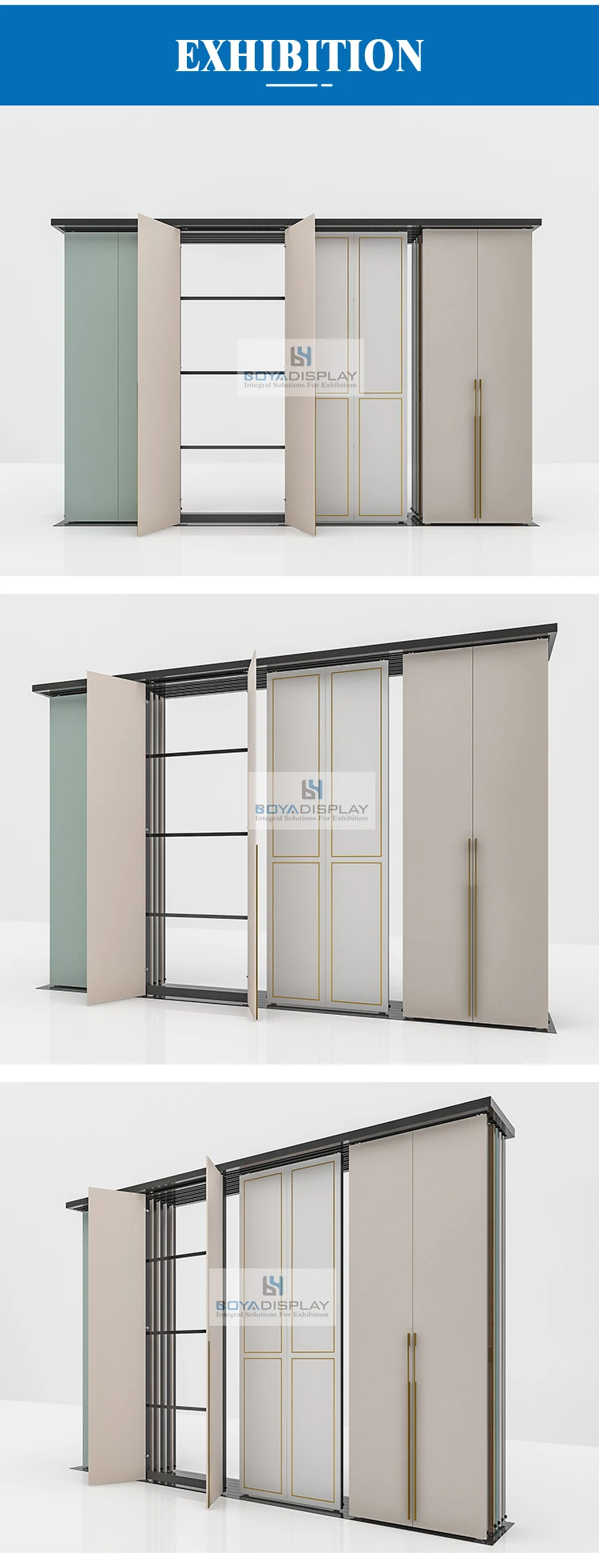 Custom Door Display Stand Double Rows Cabinet Door Display Rack Smooth ...