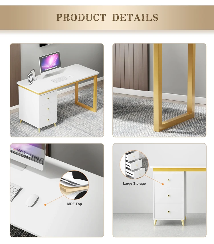 Modern Executive Desk Office Table Home Office Desk With Three Lockers ...