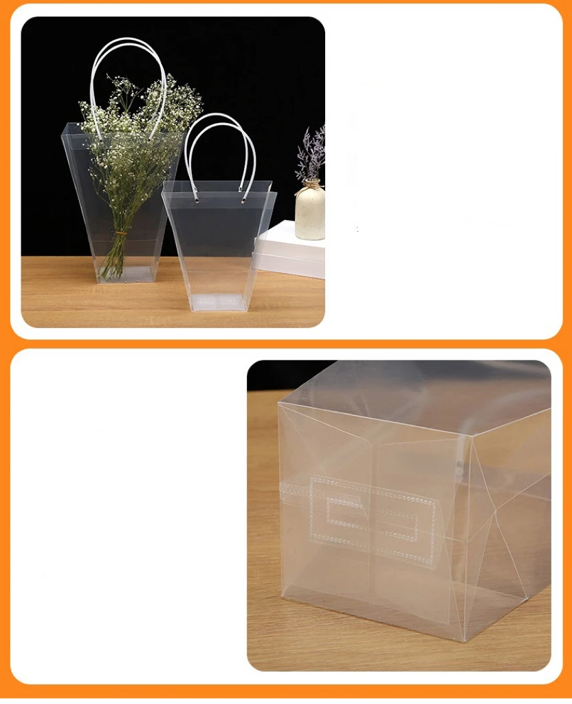 Customized Transparent Trapezoid PP Bag Plastic Clear Flower Packing ...