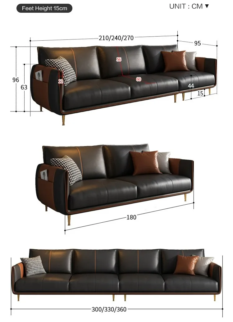 Modern Leather Sofa Set for Living Room | Customizable, Multi ...