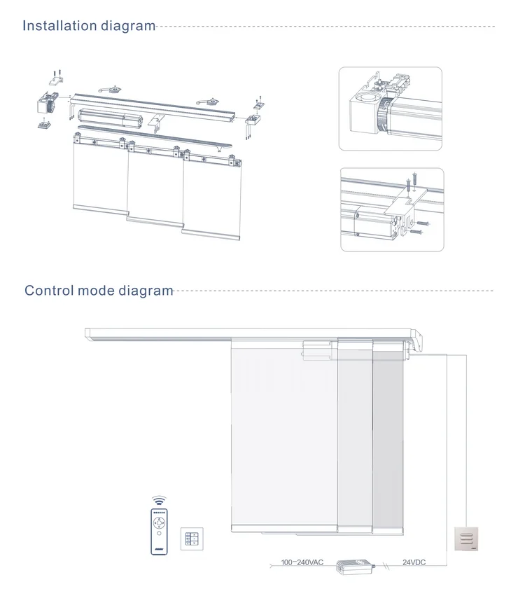 Automatic Motorized Panel Track Blind for Living Room