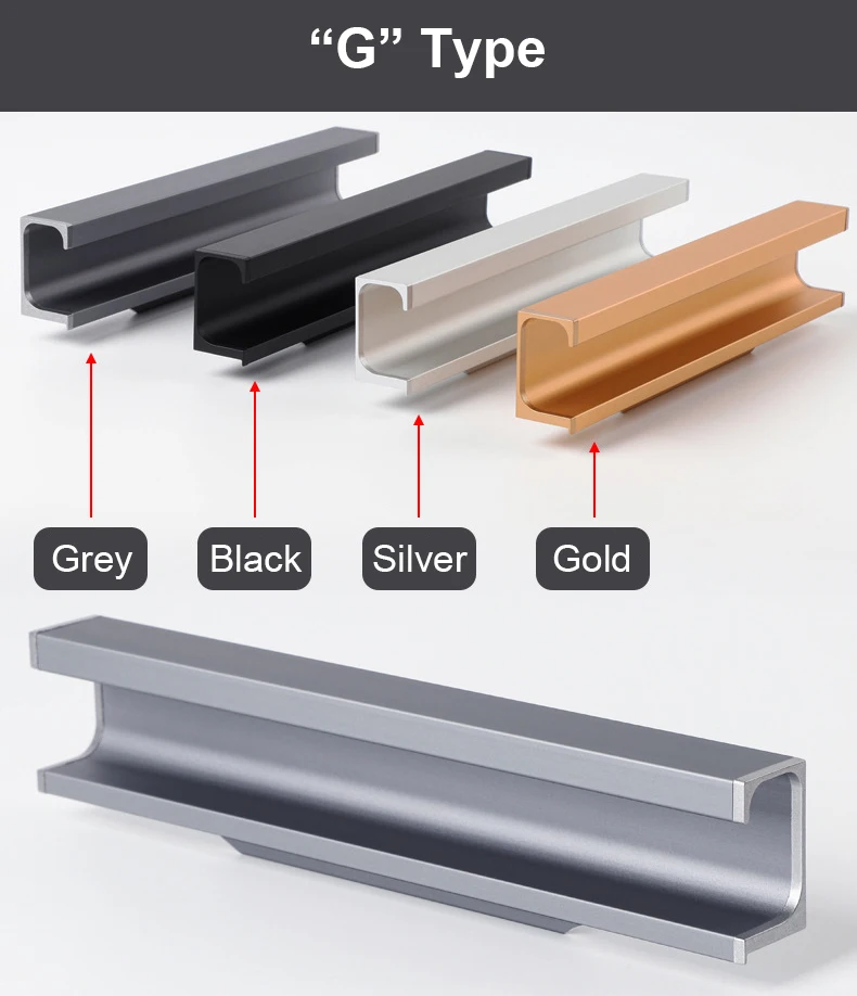 Modern Pull Handle - Aluminum G Shaped Handles for Furniture
