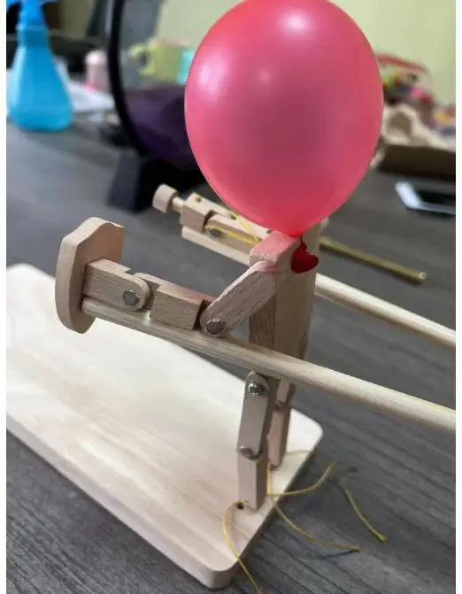 Handmade Wooden Fencing Puppets - Balloon Bamboo Man Battle