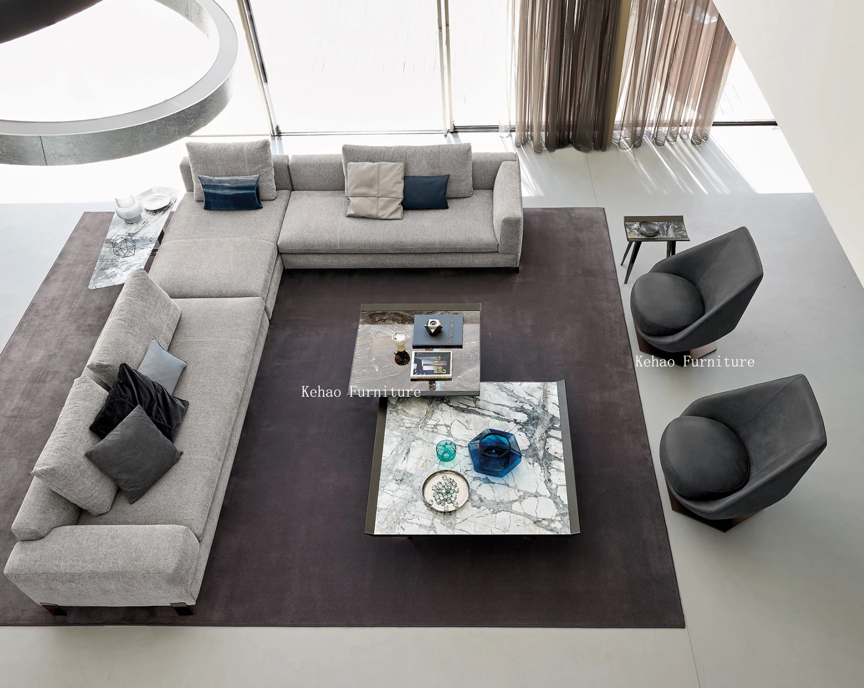 Modern High Back Wing Chair With Armrest Metal Steel Legs Leather ...