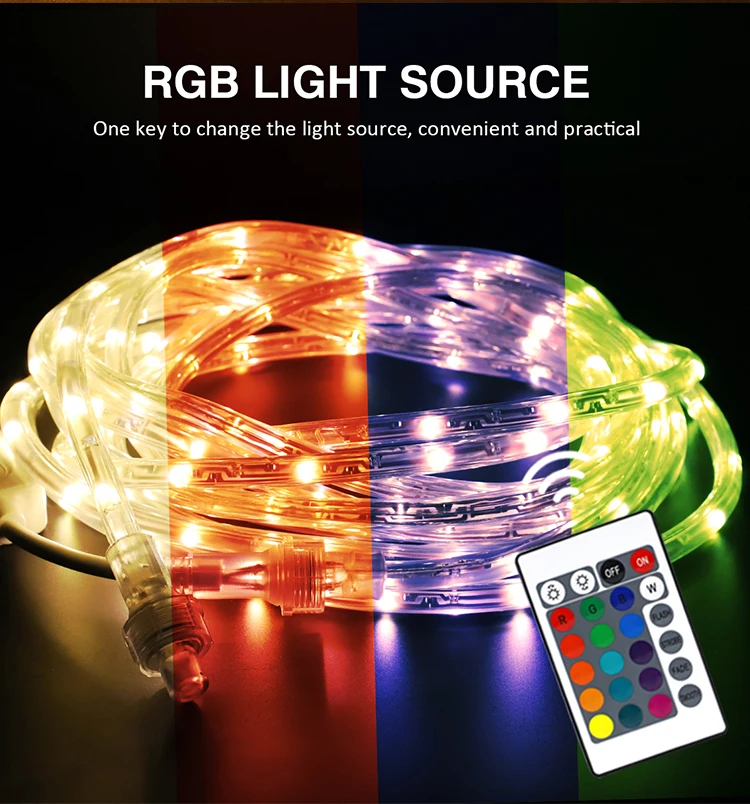 24ft RGB Rope Light - Waterproof Christmas Lighting LED