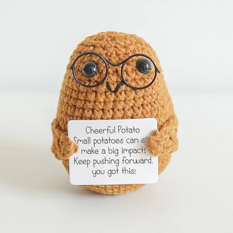 Mini Funny Handmade Positive Potato Doll, Cute Wool Funny Knitted ...