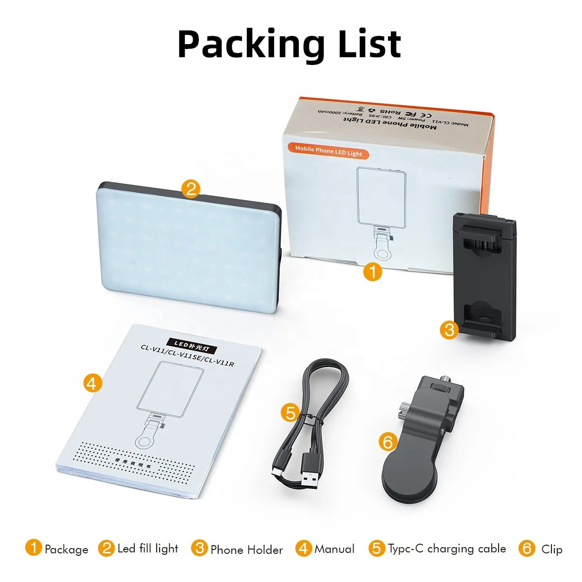 Factory Supply Portable Mini Clip On Fill Light Mobile Phone Selfie ...