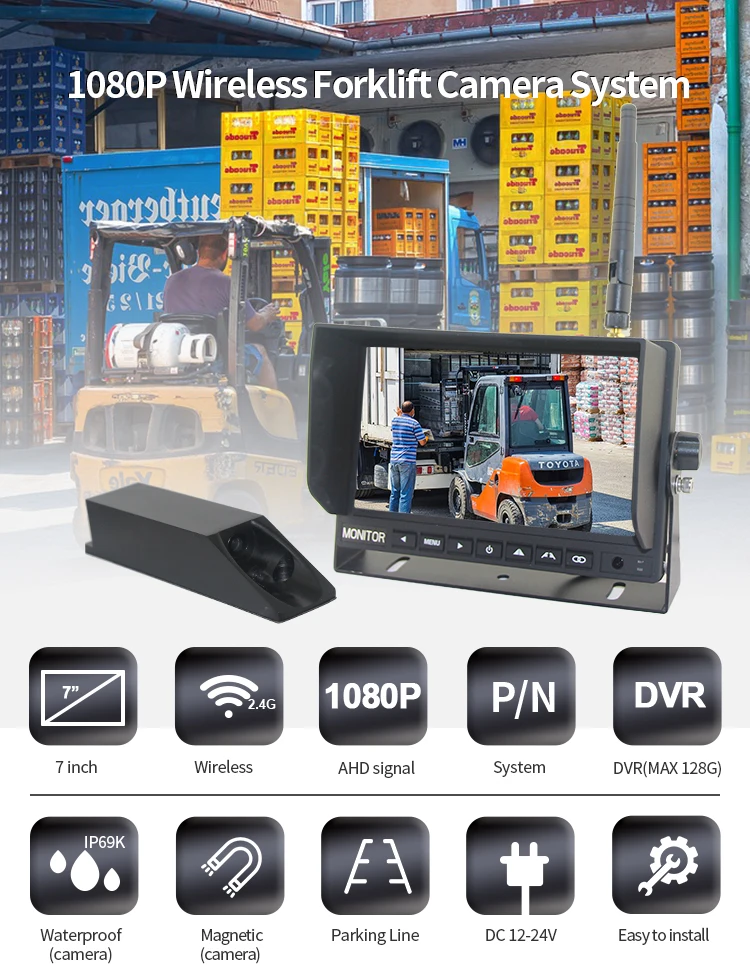Ahd Carriage Mount Forklift Monitor System Wireless 1080p Forklift ...