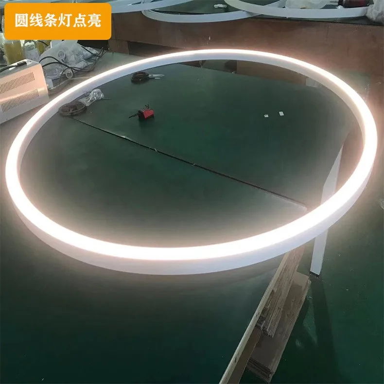 Aluminum Curved Oval Led Linear Pendant Light Customized Size Linkable ...