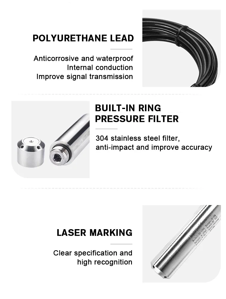 4-20ma Water Level Sensor For Tank Pool Water Liquid Level Transmitter ...