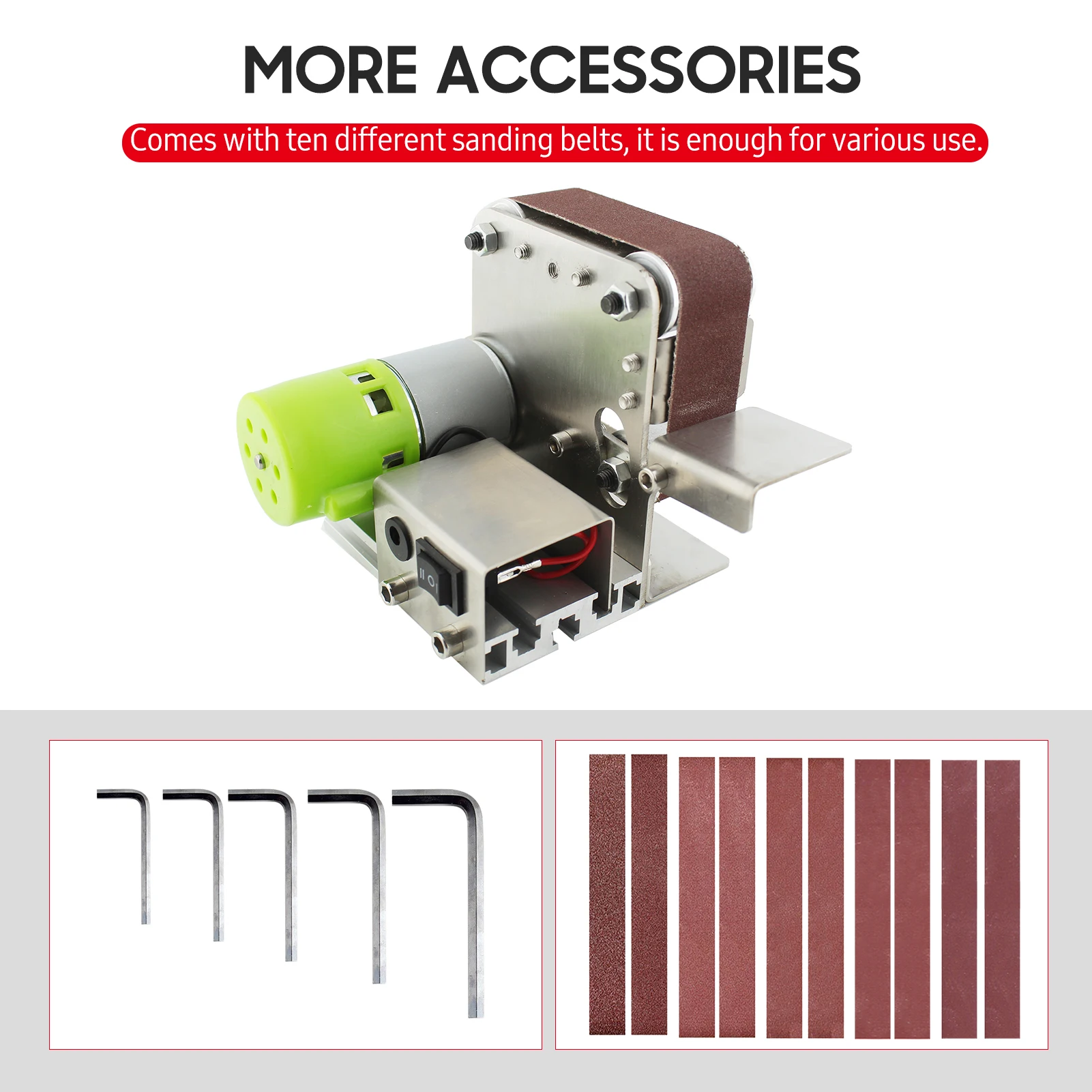 30*300mm Mini Belt Sander - 7 Variable Speed Polishing Machine