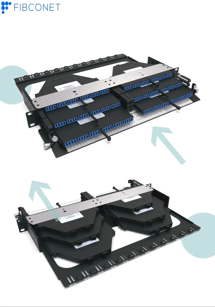 19 Inch 144 Core 1U 96 Port ODF MPO Fiber Optic Patch Panel
