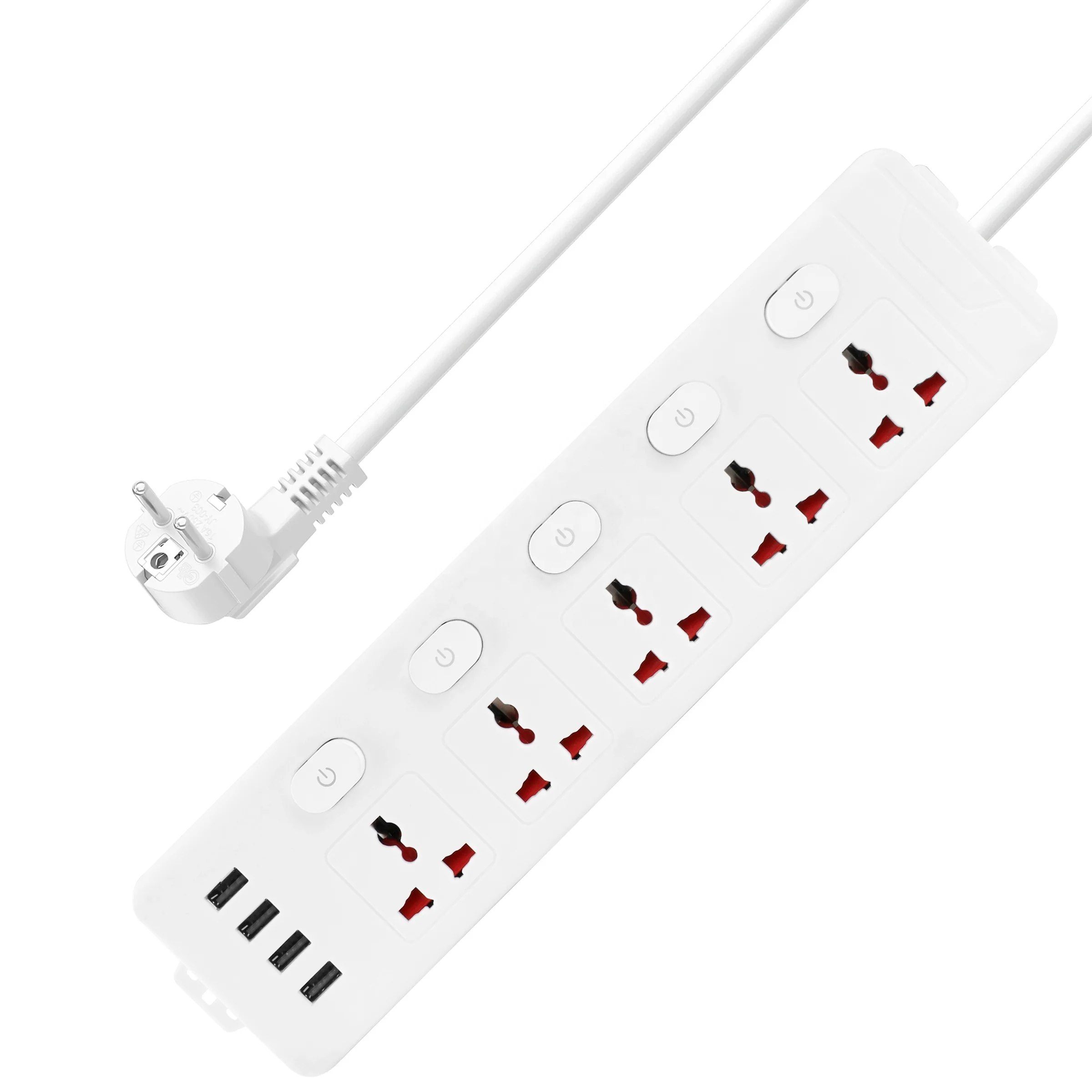Multifunction White Universal Extension Socket 5 way 4 USB With ...