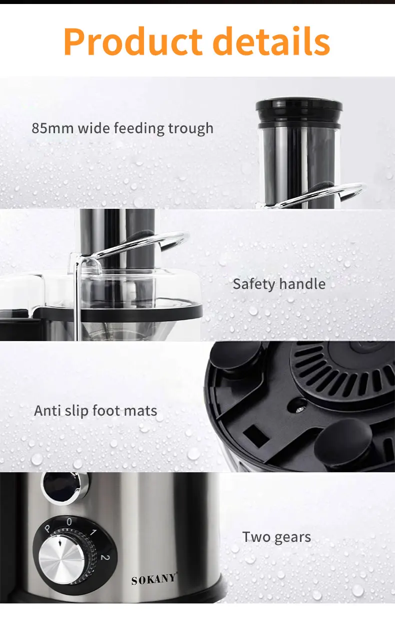 SOKANY Juicer Machine - Efficient and Quiet Fresh Juice Extractor