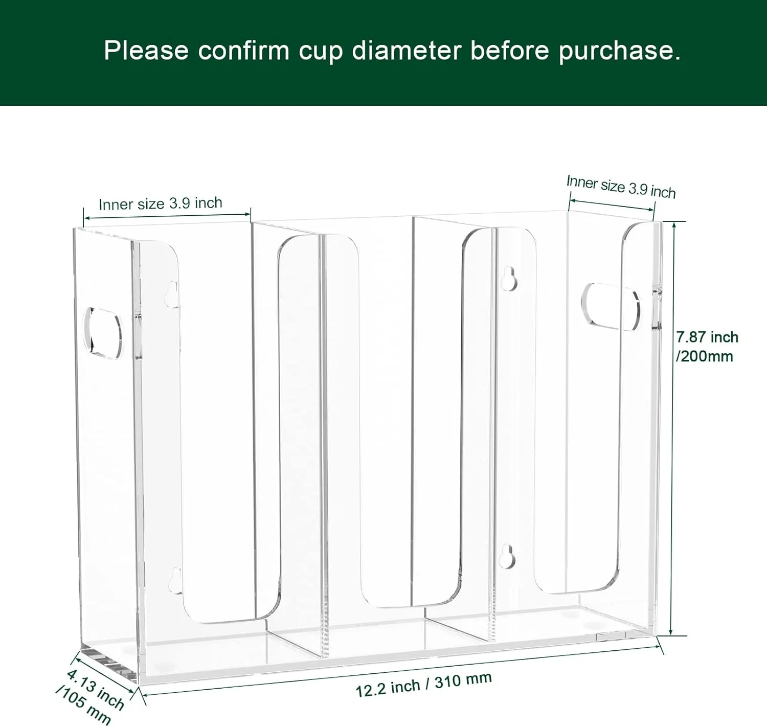 Bespoke 2-dividers clear Acrylic Drink Cup and Lid Organizer Display ...