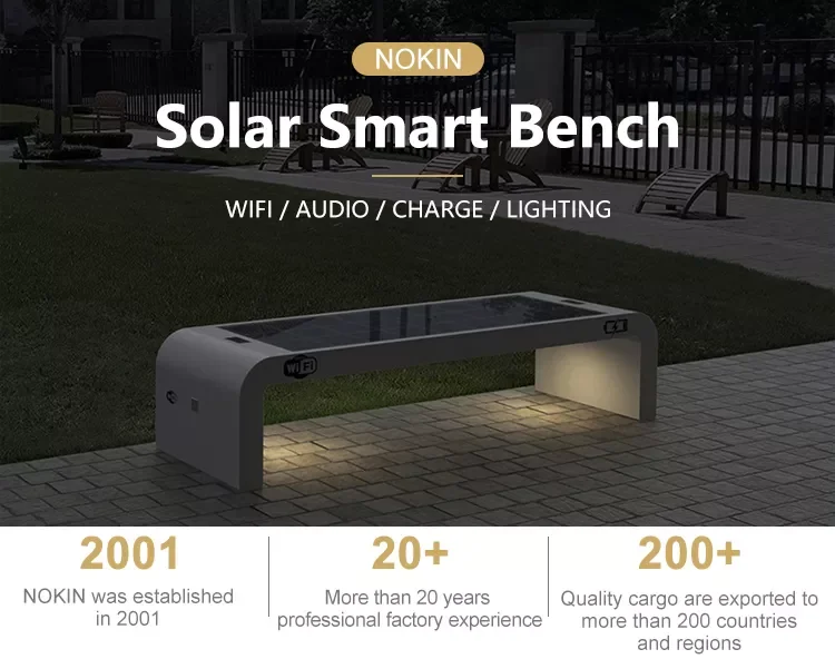 Contemporary Outdoor Garden Bench Solar Intelligent Energy-saving Bench ...