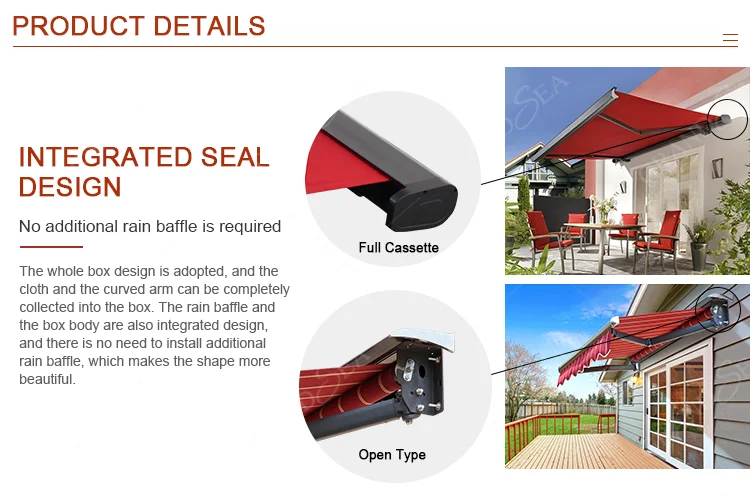 High Quality Balcony Garden Motorized Remote Control Awning