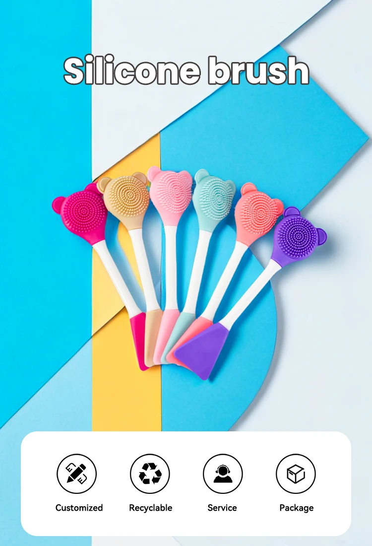 Cute Bear Shaped Double Facial Cleansing Mask Soft Hair Brush Silicone ...