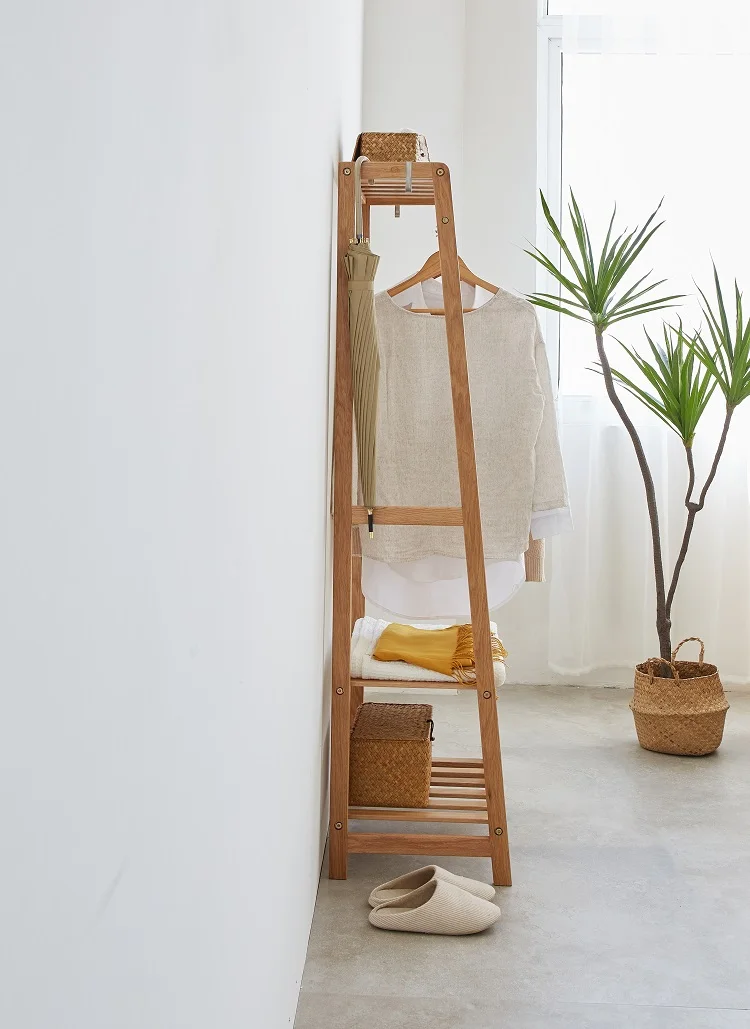 Modern Nordic Solid Oak Wood Coat Hanger Racks for Wardrobes