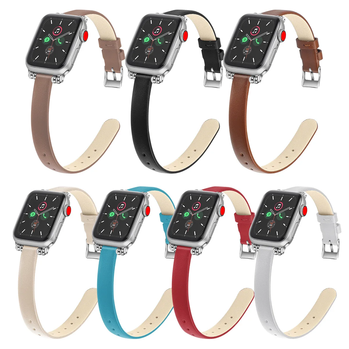 2023 New Genuine Luxury Leather Strap For Apple Watch Series 7 Vintage ...