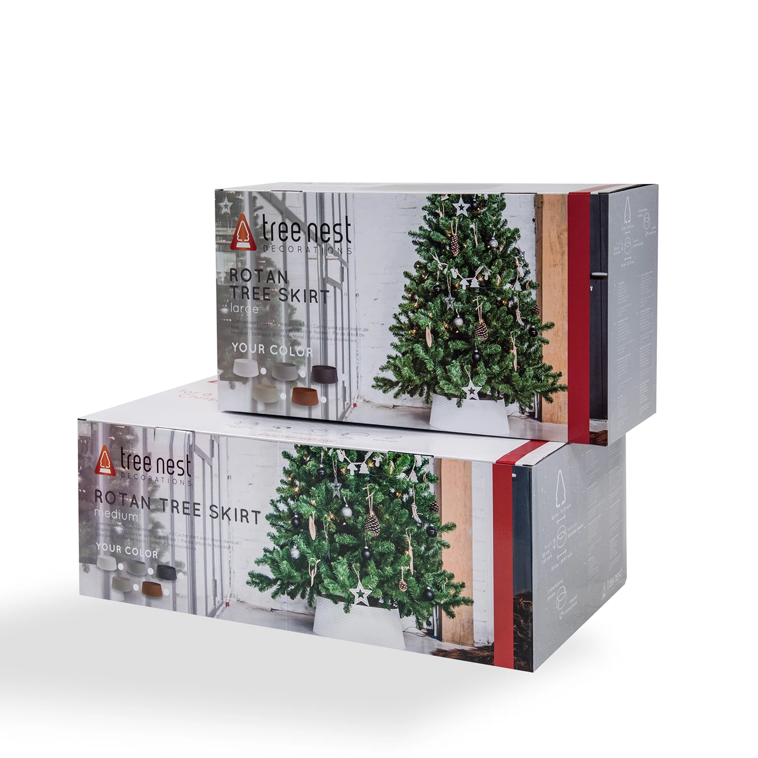 Recyclable Plastic White Red Magnet Wicker Christmas Tree Decorations ...