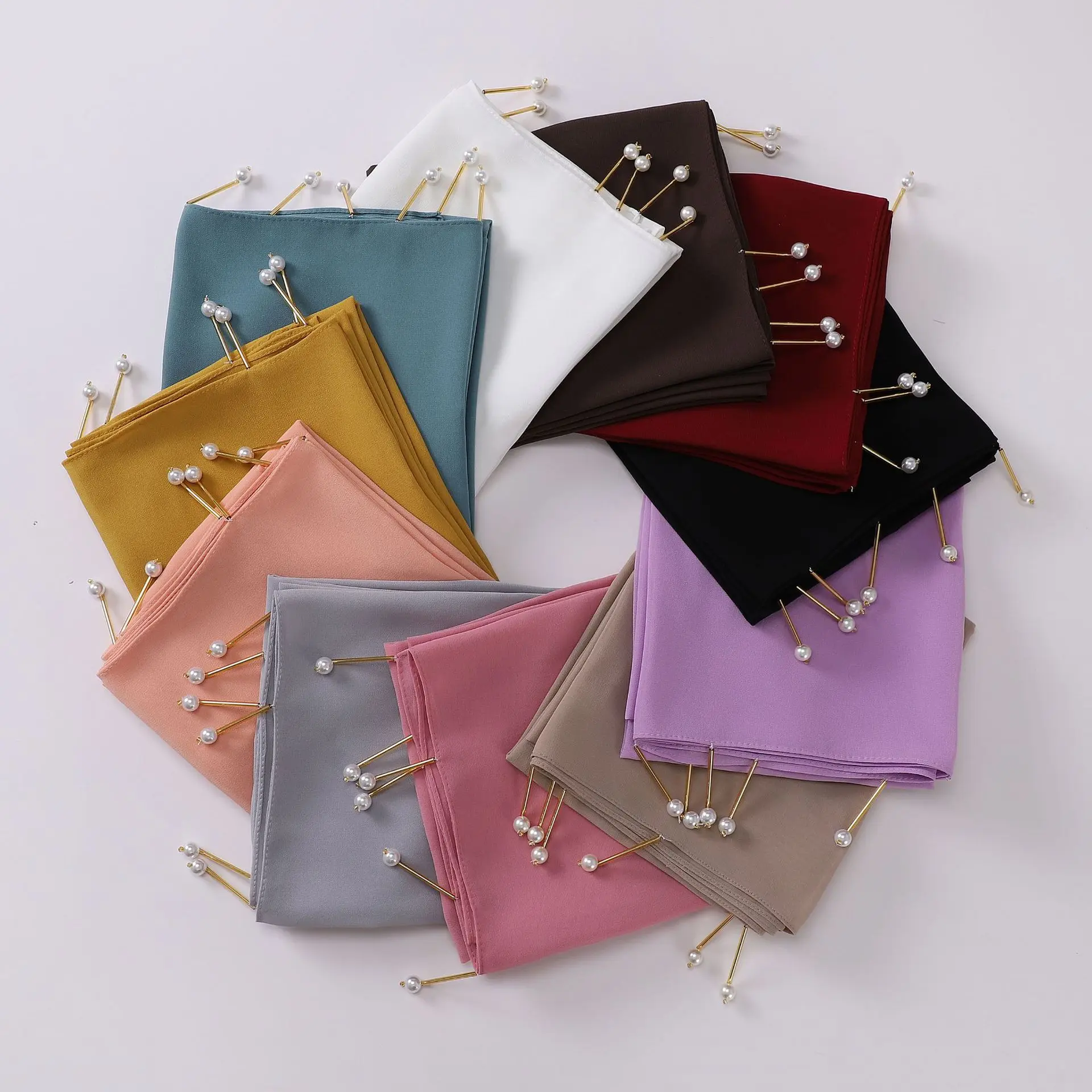 New Handmade Copper Pipe Pearl Chiffon Scarf Hui Gauze Scarf Middle ...