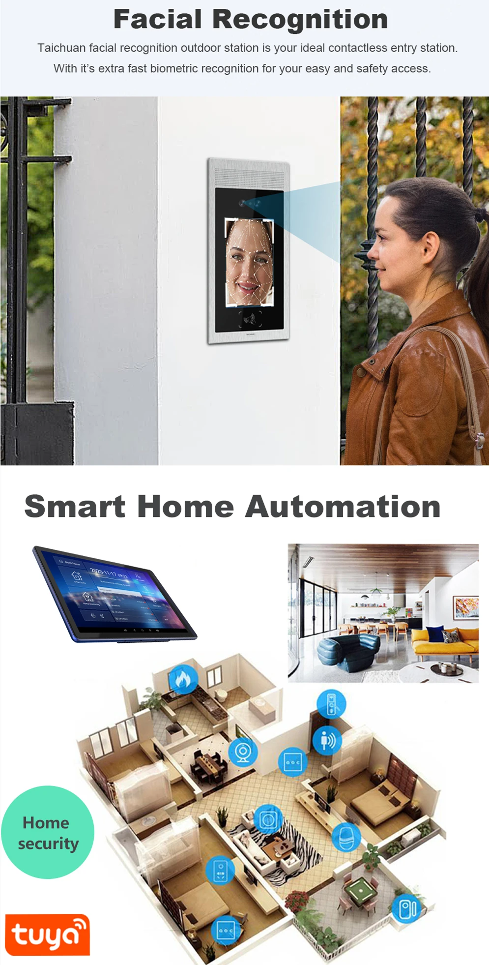 Tuya 10 Inch Wifi Intercom Monitor 1080p Video Phone Door Bell Motion ...