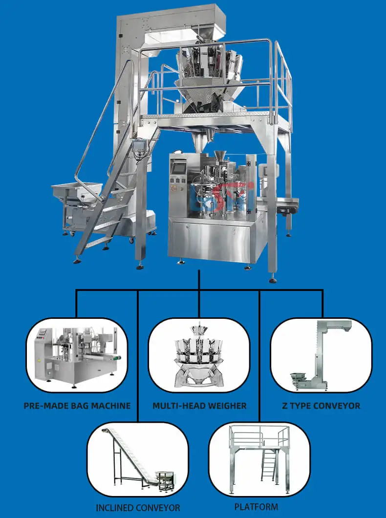 Snack Sugar Salt Rice Stand up Ziplock Bag Packer Machine