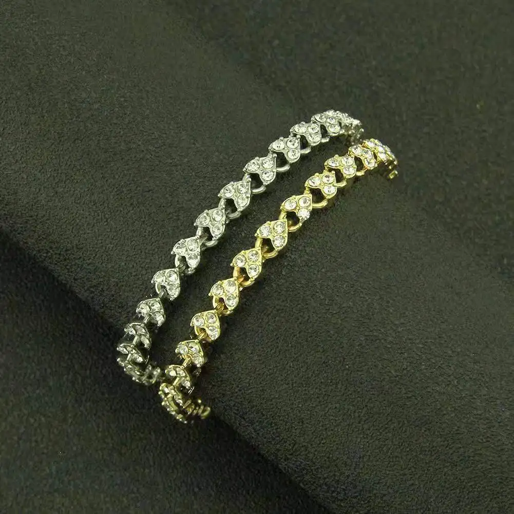 Luxury Roman Crystal Bracelet For Women Fashion Heart Chain Bracelets