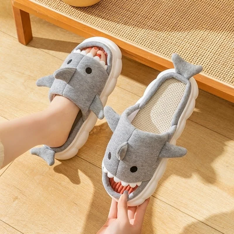 Cartoon Cute Shark Animal Shape Slippers,Thick Sole Soft Indoor Outdoor ...