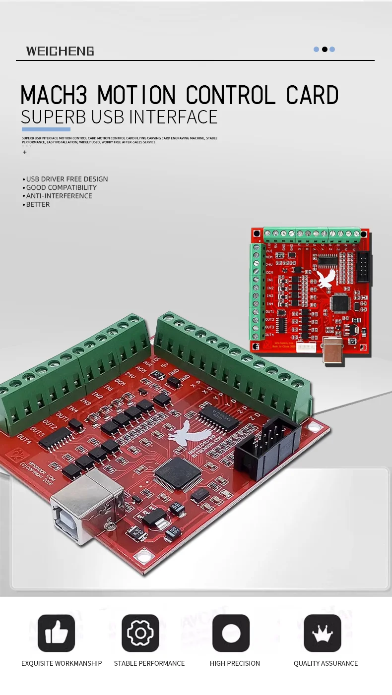 Mach3 Driven CNC Motion Control Card Kit 4 Axis USB CNC Controller Card ...