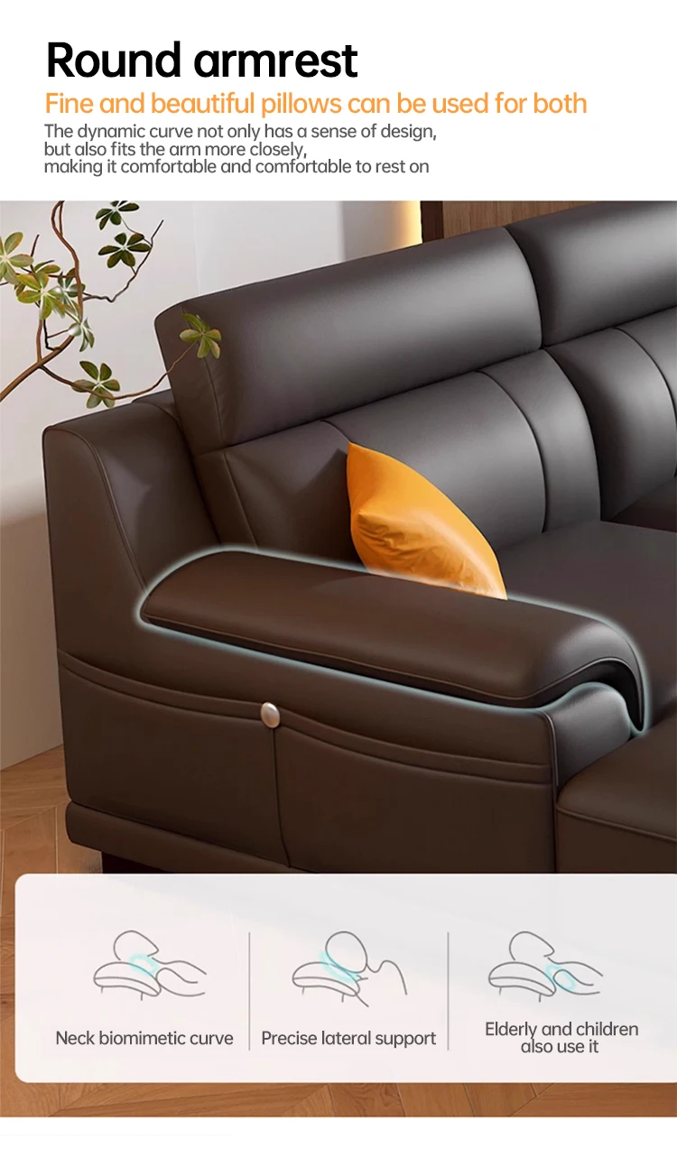 Luxury Design L Shape Modular Leather Couch for Living Room