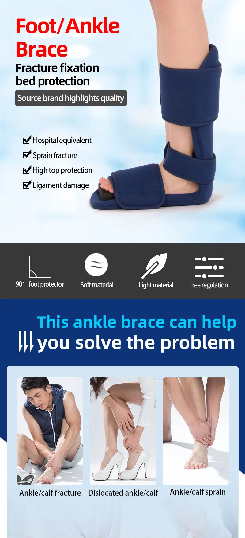 Plantar Fasciitis 90 Degree Night Splint Afo Drop Foot Brace Orthosis ...