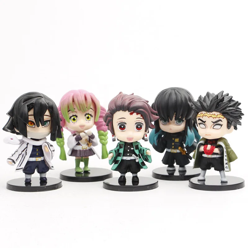 5 Style Demon Slayer Figure Set Cute Model Cartoon Figurine Kimetsu No ...