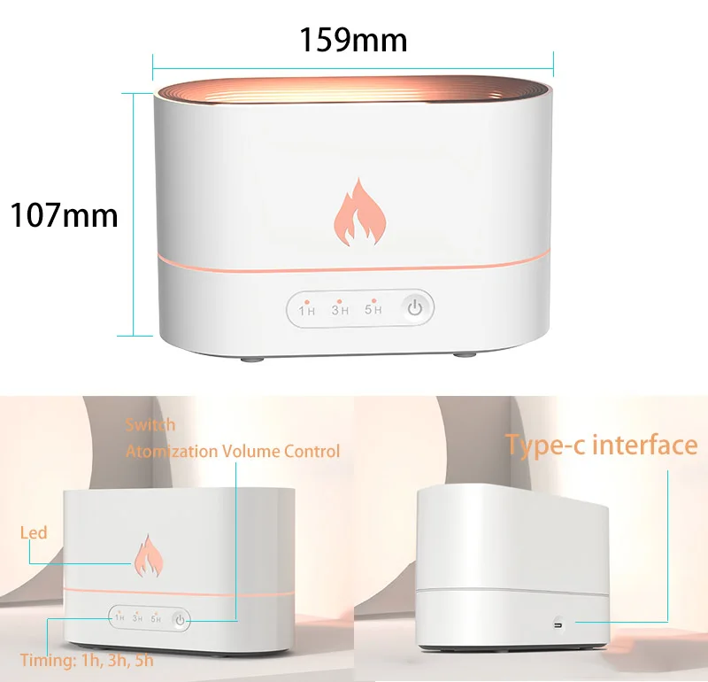 New Usd 3d Fire Mute Fladifyre Humidifier Simulation Aroma Diffuser ...