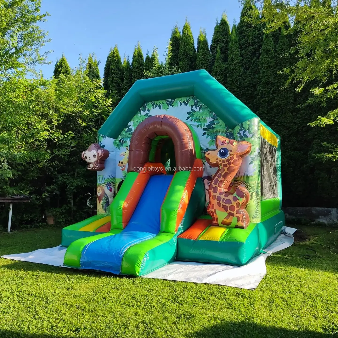 Moonwalk Inflatable Safari Bouncy Castle Animal Kingdom Theme Park ...
