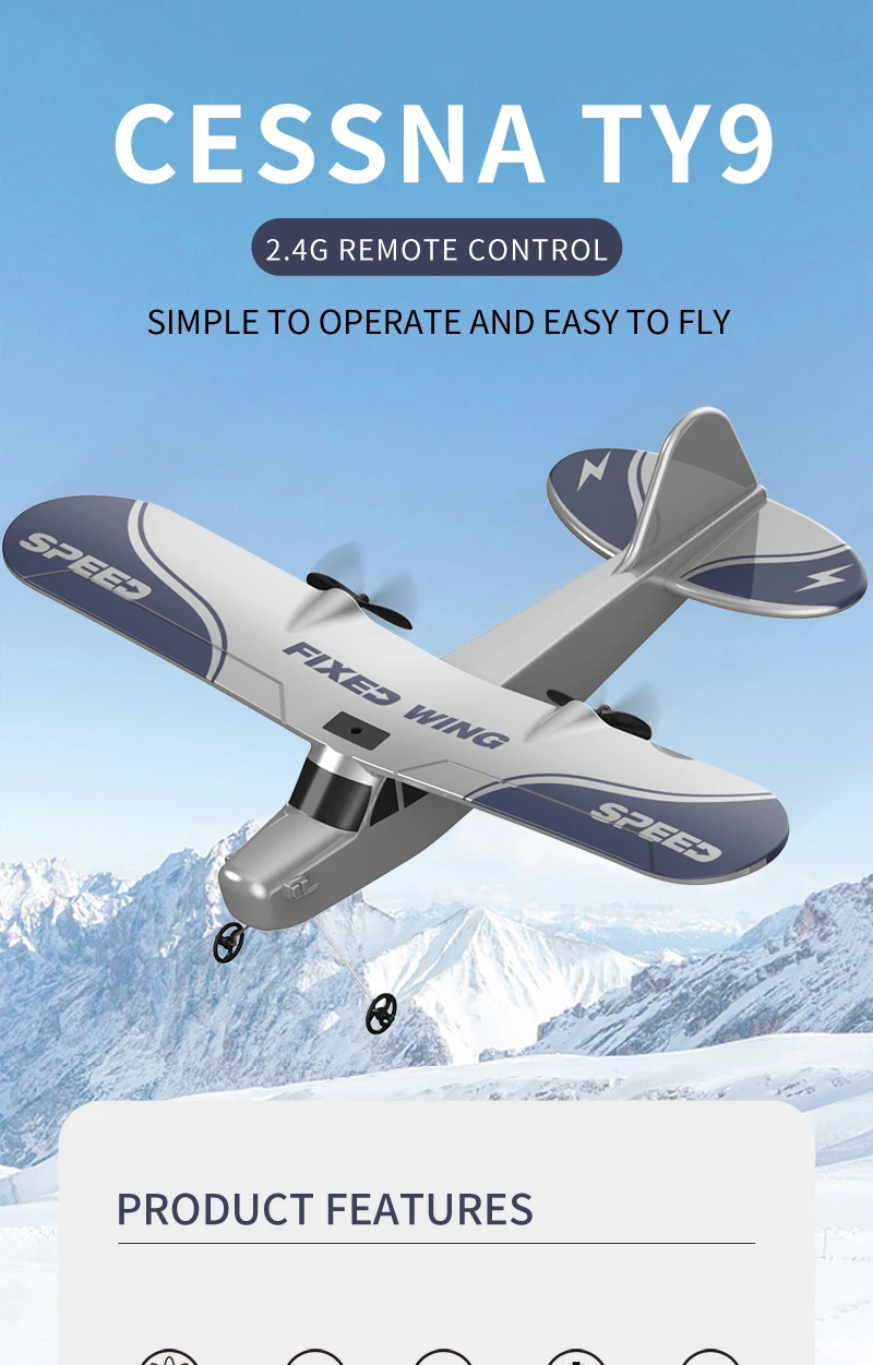CESSNA TY9 Fixed Wing Airplane - 100m Remote Control Toy
