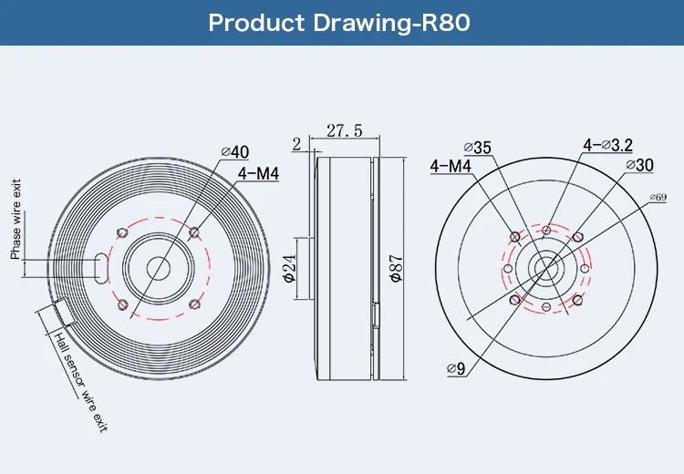 T-MOTOR R80 Robot Knee Exoskeleton Motor - High Torque DC