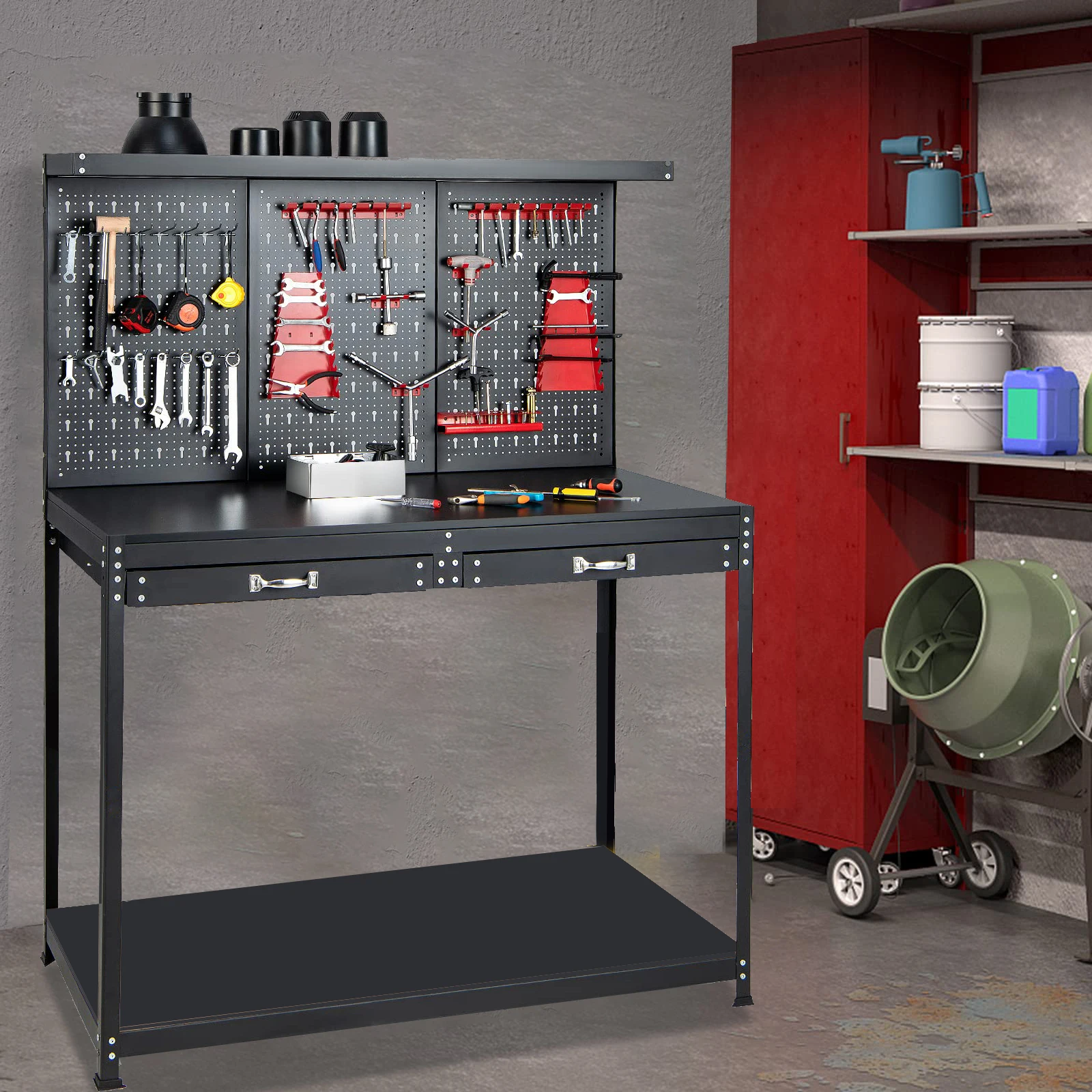 Steel Pegboard Workbench - Durable & Versatile Tool Storage