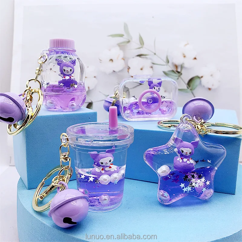 Wholesale 81 Styles Creative Acrylic Keychain Oil Into Bottle Floating ...
