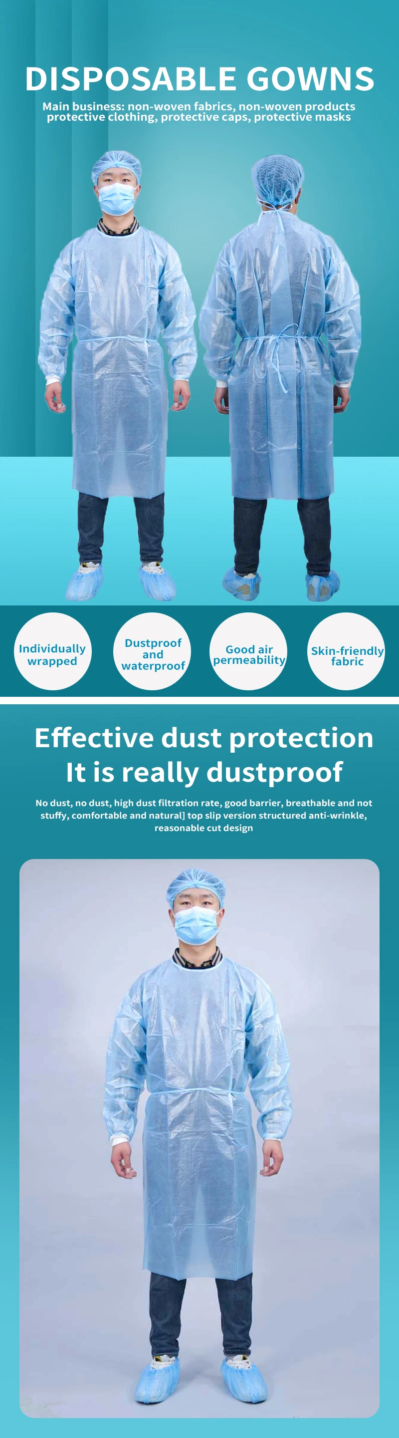 Disposable Isolation Gowns Hole Wholesale Aami Level 4 Cpe Isolation ...