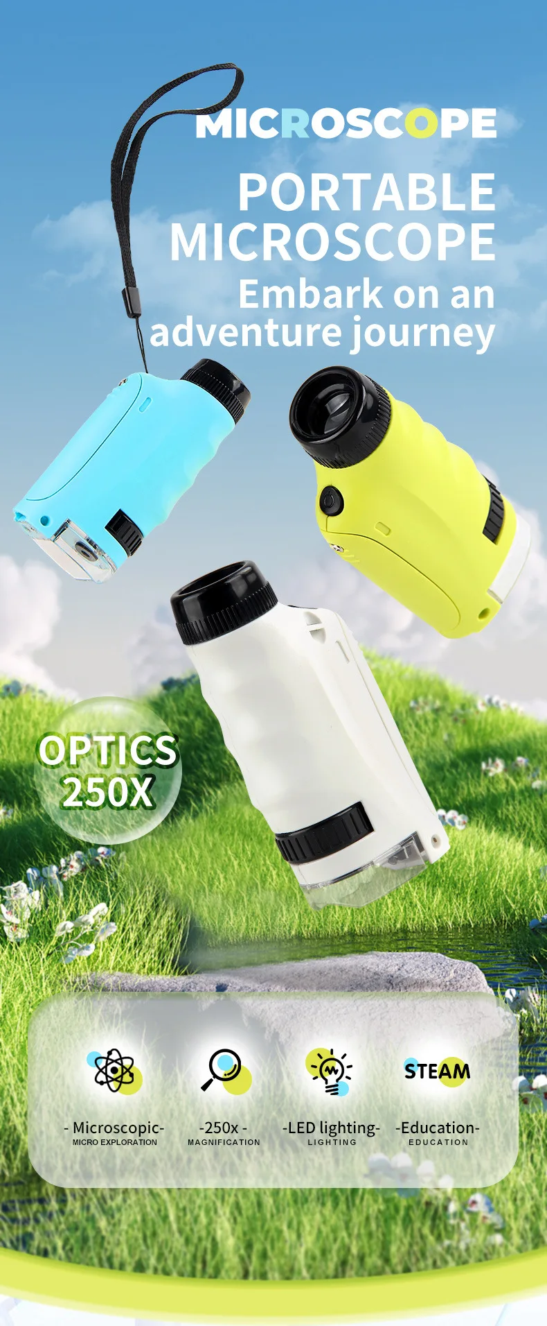 Microscope Stem Science Toy Mini Handheld Educational Microscopes Toys ...