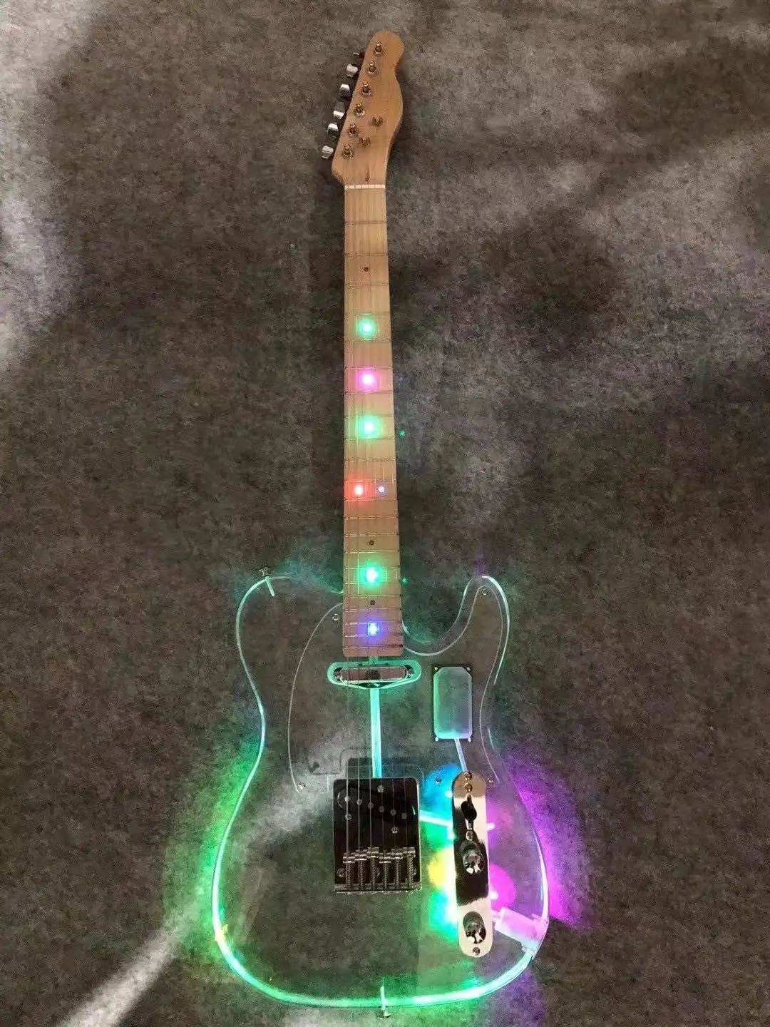 Acoustic Guitar with LED Lights - Transparent Acrylic Body