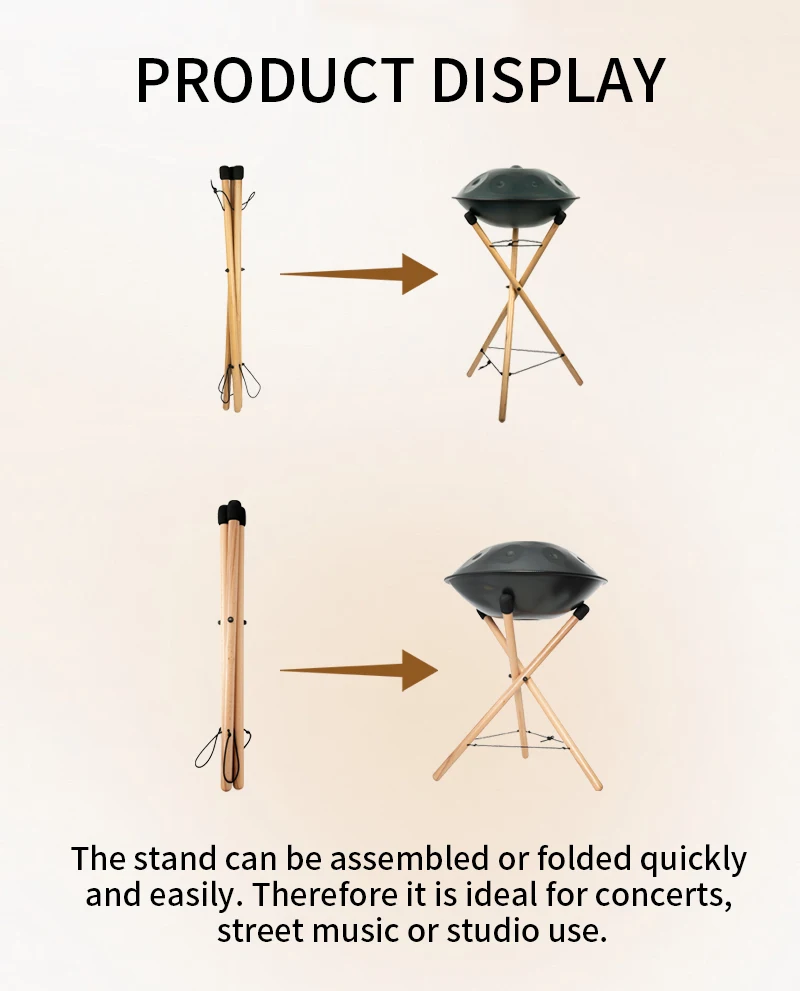 Stable Trepied Handpan - Foldable Wooden Tripod Stand