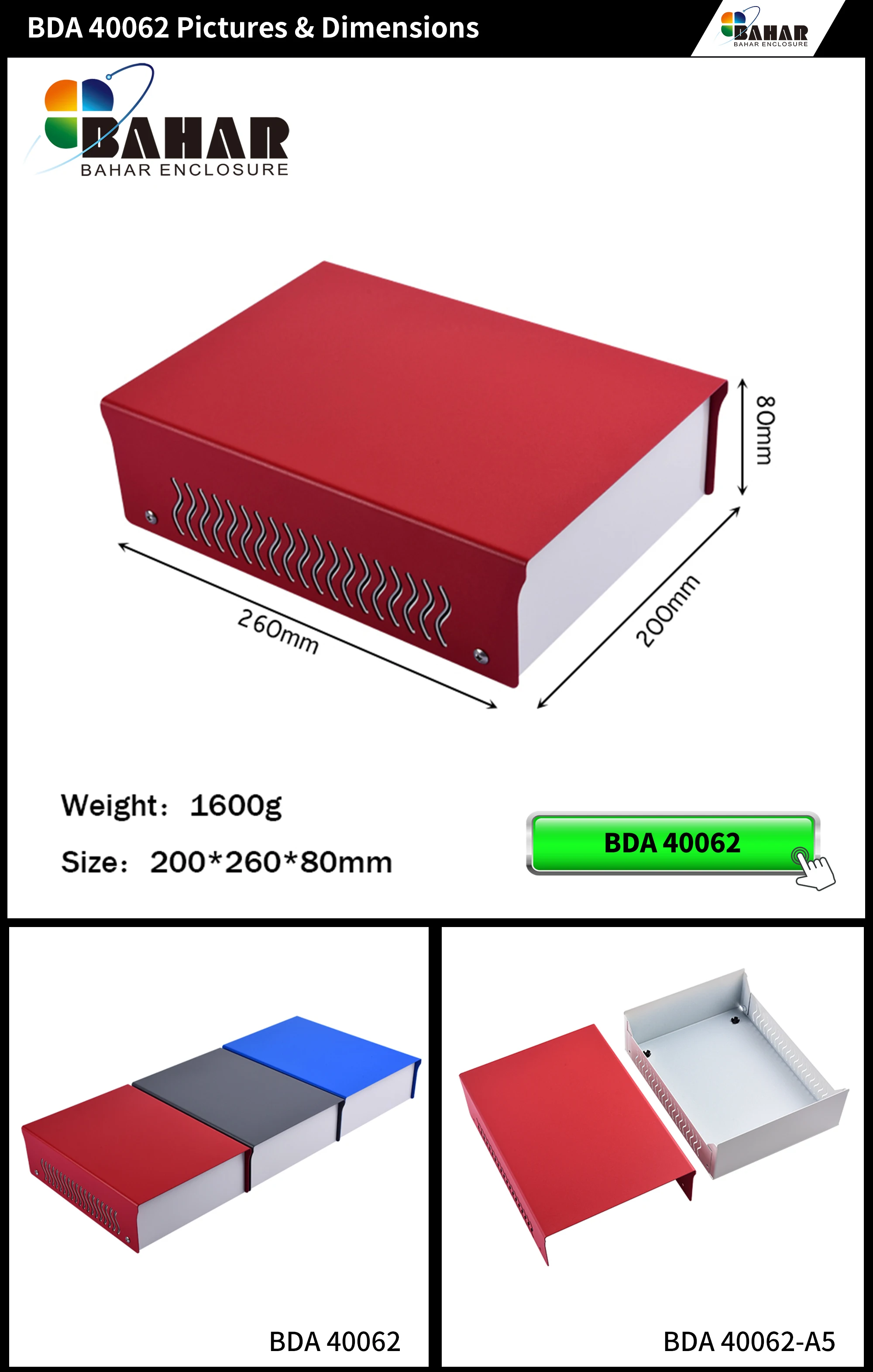 Bahar Enclosure Chassis Metal Shell Instrument Control Box