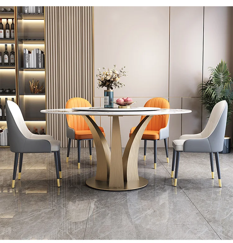 Modern Luxury Gold Stainless Steel Base Cheap Round Dinner Table And ...