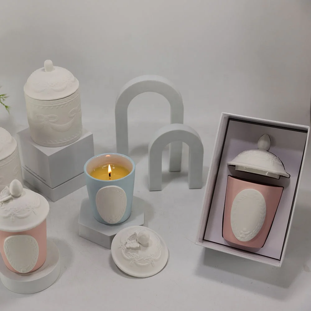 Synwish Custom All Colors Blue Ceramic Jar Scented Candle Natural Soy Wax Candle Custom Scents ...